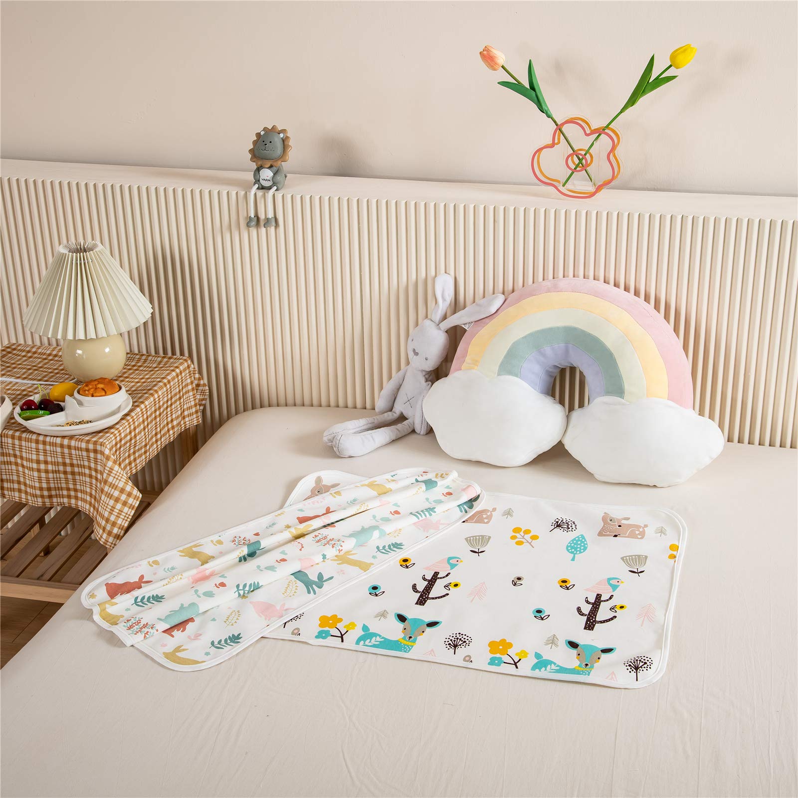 Catteyonce 2 Pcs 20x27Inches Waterproof Changing Pads,Reusable Leak Proof Crib Disaper Pads,Portable Unisex Baby Changing Mat for Home&Travel.
