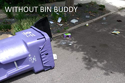 Bin Buddy - Garbage/Trash Can Strap Prevents Wind from Scattering Trash/Recycling - Automatically releases for Trash Truck - 2 pack