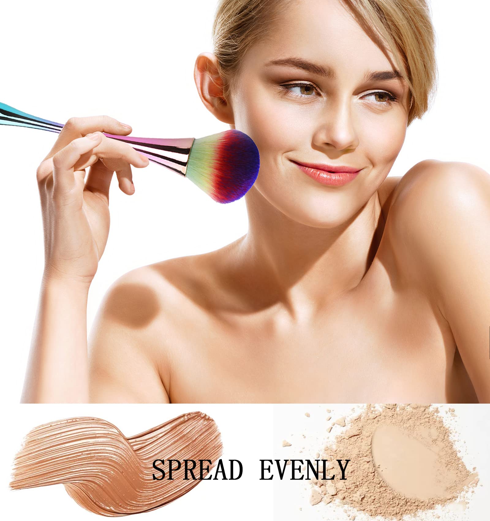 Large Powder Mineral Brush Nail Art Dust Brush Foundation Makeup Brush Powder Brush and Blush Brush for Daily Makeup (colour)