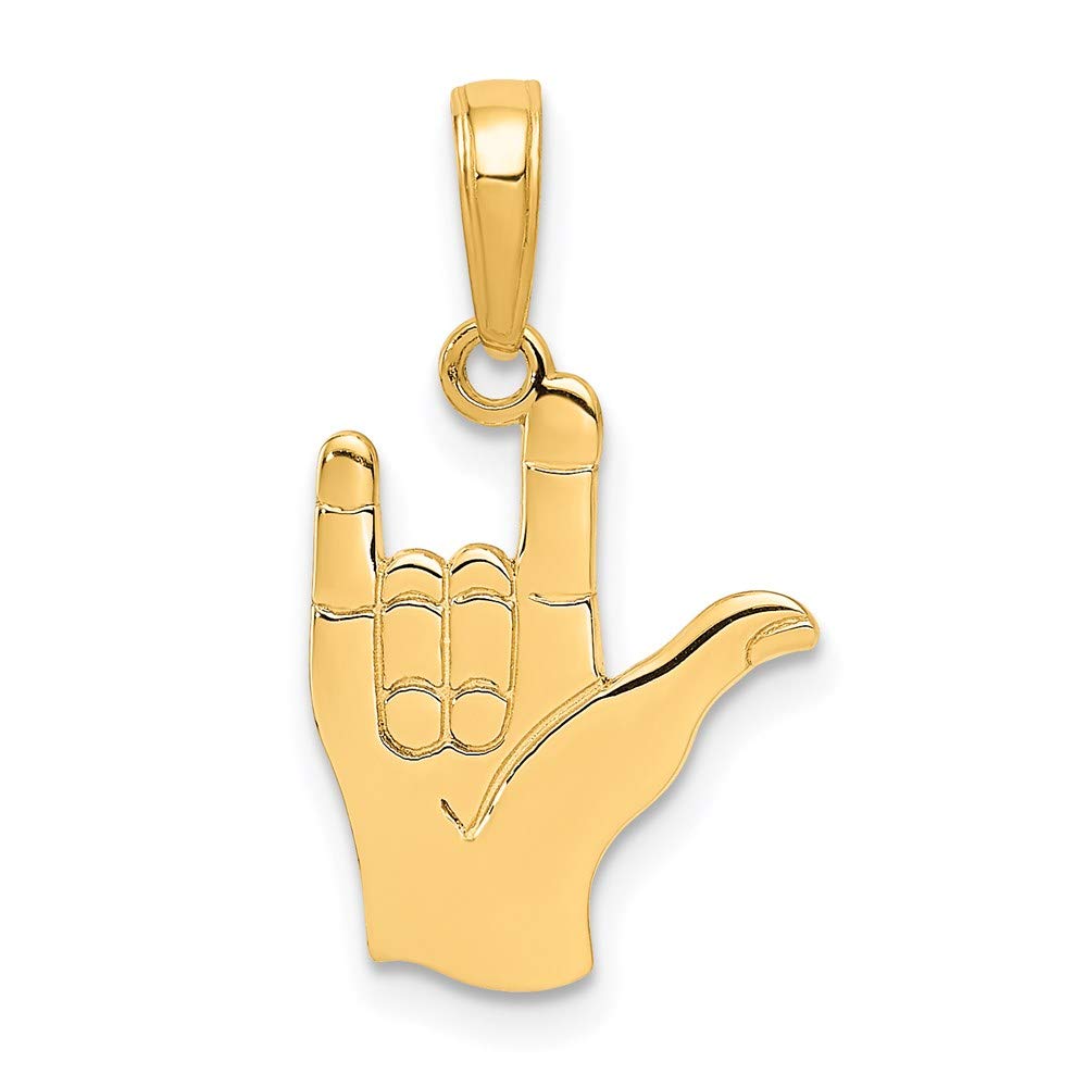 14k I Love You Hand/ Sign Language Pendant QC3055