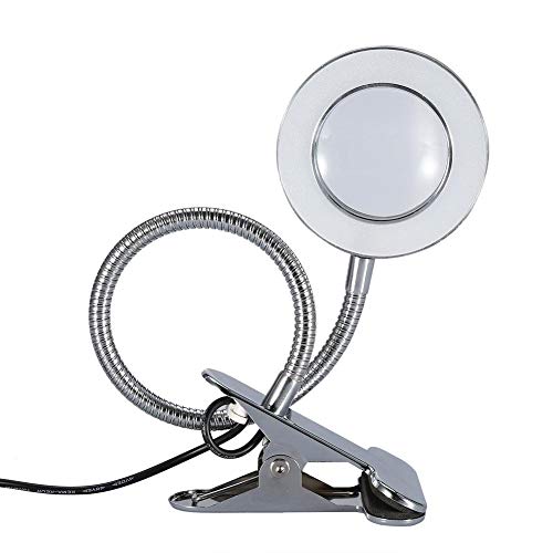 Simlug Magnifying Glass Lamp, Magnifying Light Table Base Holder USB Powered Portable Clamp Table Base Holder Desk Magnifier Lamp Ideal for Eyebrow Tattoo Tattoo