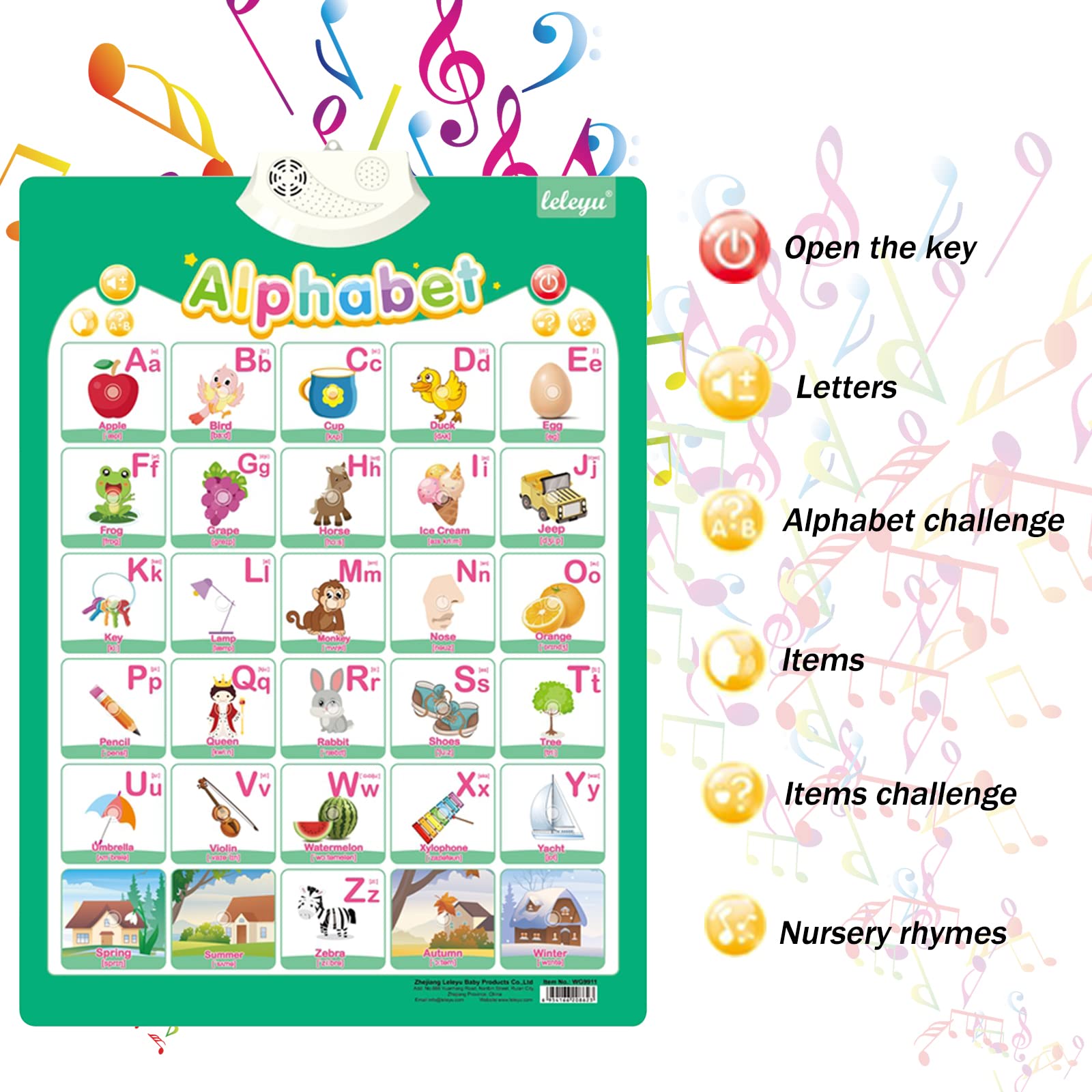 6Pcs Electronic Interactive Alphabet Wall Chart for Kids, ABC Learning for Toddlers,Learning Toys for Toddlers, Talking ABC,123s,Animal,Fruits,Vehicles & Vegetables Poster,Preschool Gifts for Kids