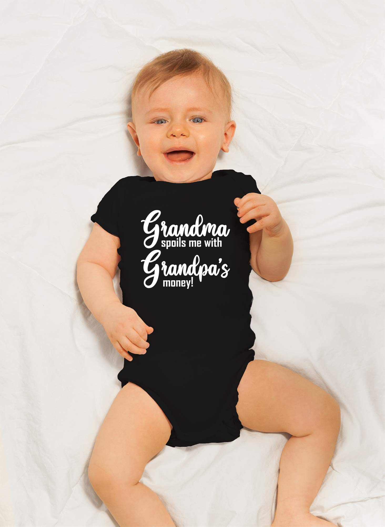 CBTwear Grandma Spoils Me With Grandpa's Money Baby Bodysuit Cute Newborn Clothes Unisex Humor Romper (Newborn, Black)