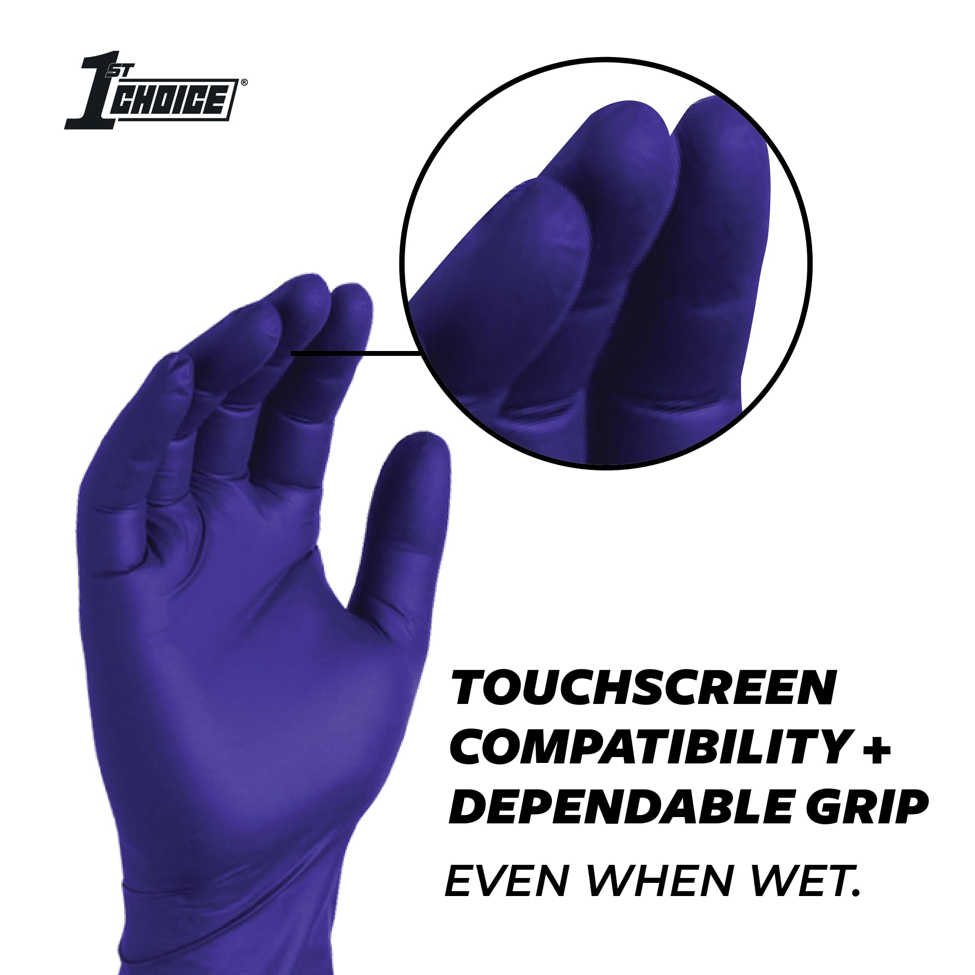 1st Choice Nitrile Disposable Gloves, 3 Mil Blue Nitrile Gloves Disposable Latex Free - Exam Gloves Large, Box of 100