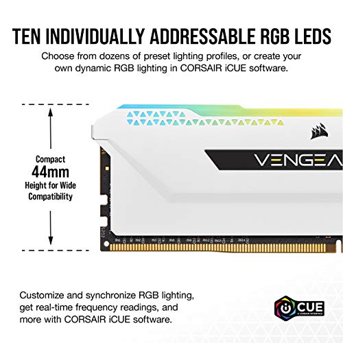 CORSAIR VENGEANCE RGB PRO SL 64GB (4x16GB) DDR4 3600 (PC4-28800) C18 1.35V - White