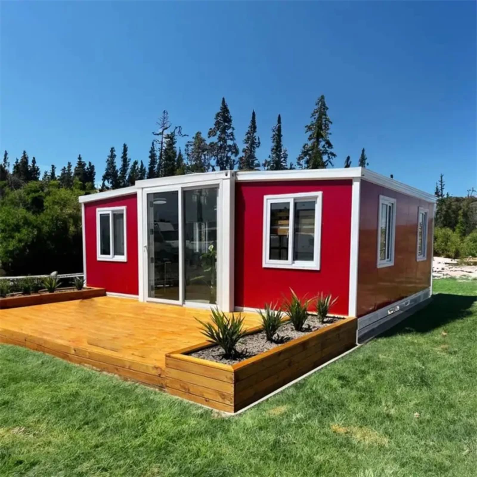20FT 2 Bedroom Luxury Predfabricated Container Homes Granny Flat Roof Expandable Container House