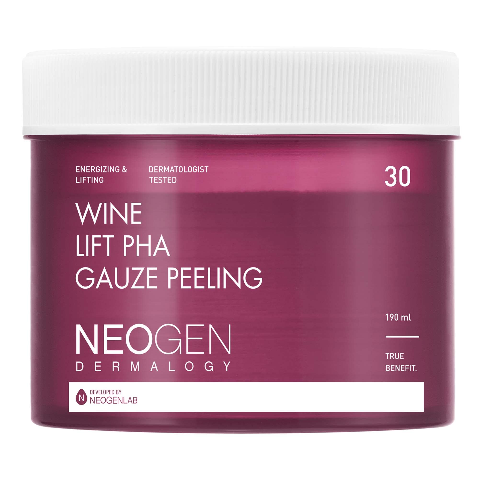 DERMALOGY by NEOGENLAB Wine Lift PHA Gauze Peeling Pads (30 pads) - Exfoliating & Revitalizing & Firming Peeling Pad with AHA, BHA, PHA, LHA & Wine & Peptide & Collagen - Korean Skin Care