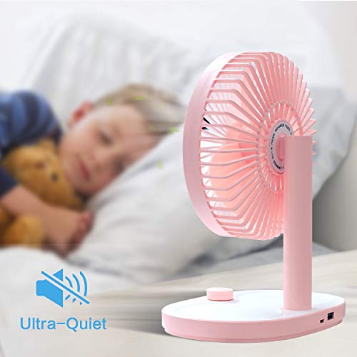 SmartDevil 6.5β Small Desktop Fan, Personal Desk Fan With Storage Function, 2600 mAh Battery Operated Table fan, Smart Timing Function, Stepless Speed Regulation, for Home, Office, Bedroom, Pink
