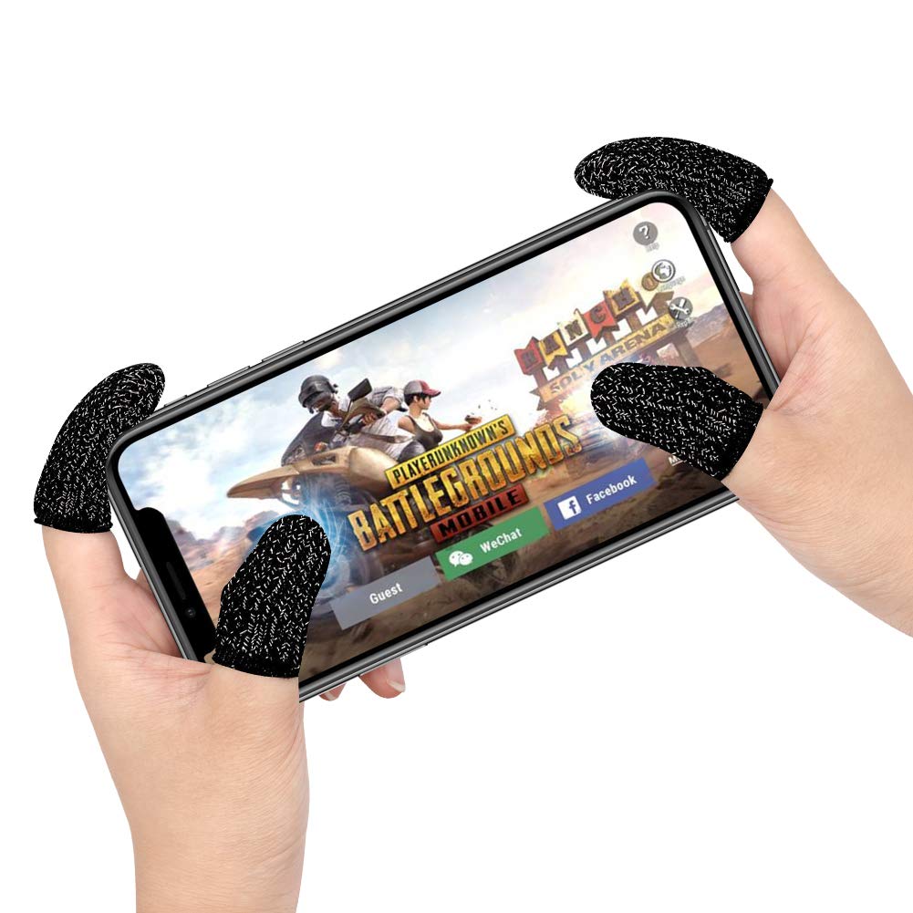 12Pcs Mobile Game Controller Finger Sleeves, Breathable Anti-Sweat Gaming Finger Cot for PUBG/Call of Duty Sensitive Touch Screen Finger Sleeve for Android iSO Phone (Black&White)