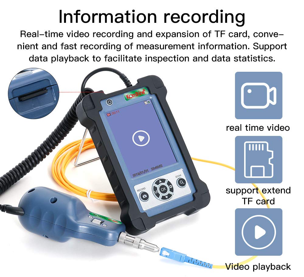 400X Magnification Fiber Optic Inspection Probe KIP-600V, Support Real-time Video Recording + Expansion of TF Card + Four UPC Tips + 3.5 inch HD LCD Display + 4,000mAh Large Battery Capacity FTTX Tool