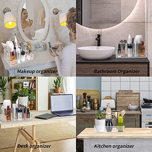 A & R Hair Tool Organizer, Clear Acrylic Blow Dryer Holder, Hair Dryer Organizer for Countertop, Bathroom & Vanity with 3 Heatproof Steel Cups