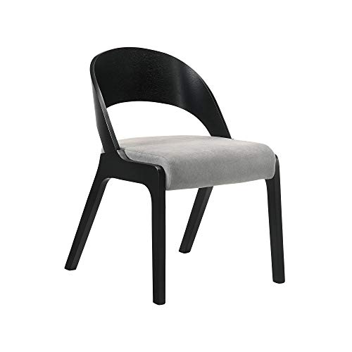 Armen Living Polly Mid-Century Modern Dining Accent Chairs Finish Fabric-Set of 2, 20" Wide, Black/Grey