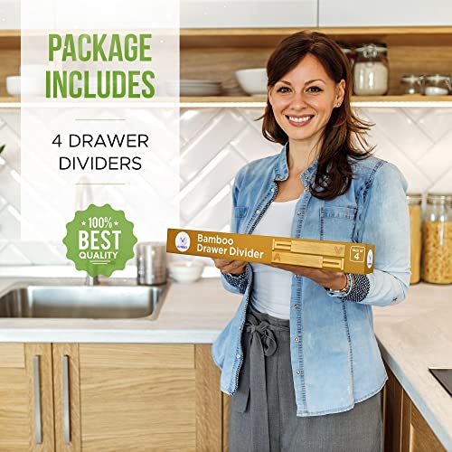 Velt Products Bamboo Drawer Dividers (17.5"-21.75") β Adjustable Divider Organizer for the Kitchen, Bedroom, and Bathroom β Organization Help for a Dresser, Cabinet, Storage Rooms