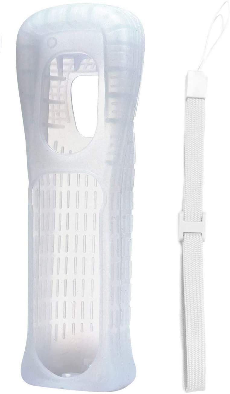 2Set Silicone Rubber Protective Skin Case Cover with Wrist Strap Replacewment for Wii Remote Controller(White)