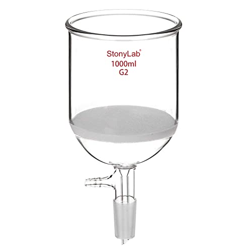 StonyLab Borosilicate Glass Buchner Filtering Funnel 1000ml with Medium Frit(G2), 113mm Inner-Diameter,110mm Depth, with 24/40 Standard Taper Inner Joint and Vacuum Serrated Tubulation (1000ml)