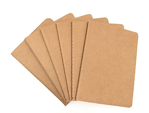 6pcs Travelers' Notebook Thread-bound Journal Diary Memo Pad,A6 Size & 30 sheets(Blank Pages)