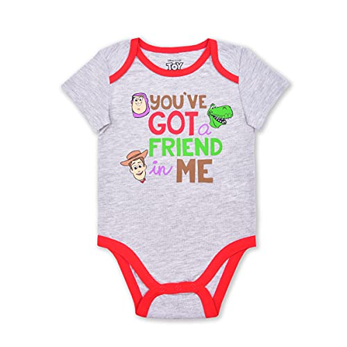 Disney Toy Story Boys 5 Pack Short Sleeve Bodysuit for Newborn and Infant – Blue/Grey/White