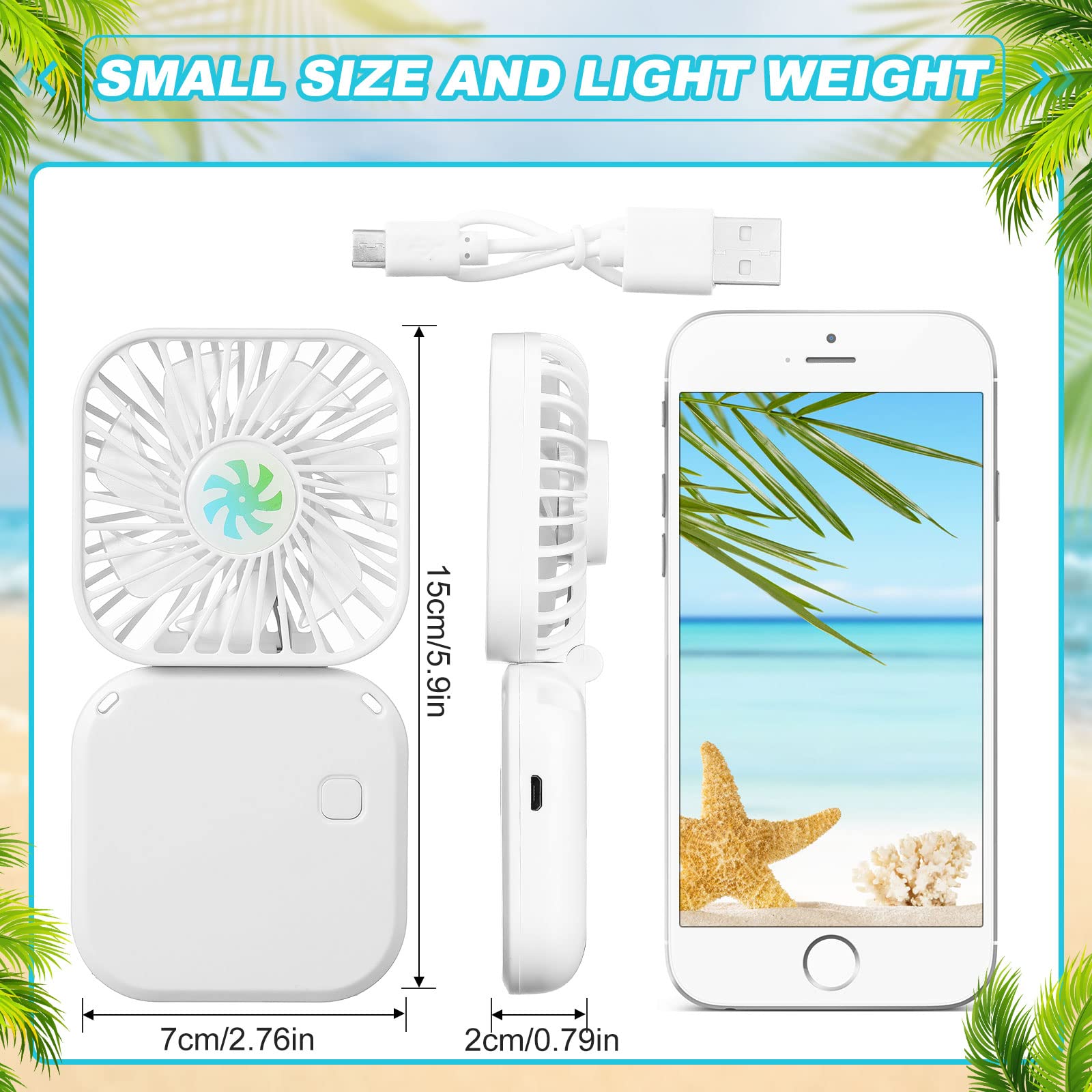 12 Pack Necklace Fans Portable Neck Hanging Fan Mini Fan Handheld Hand Held Fan for Cooling Small Personal Hands Free Fan USB Rechargeable Battery 3 Speed Air Circulatory Fan (Blue, Pink, White)