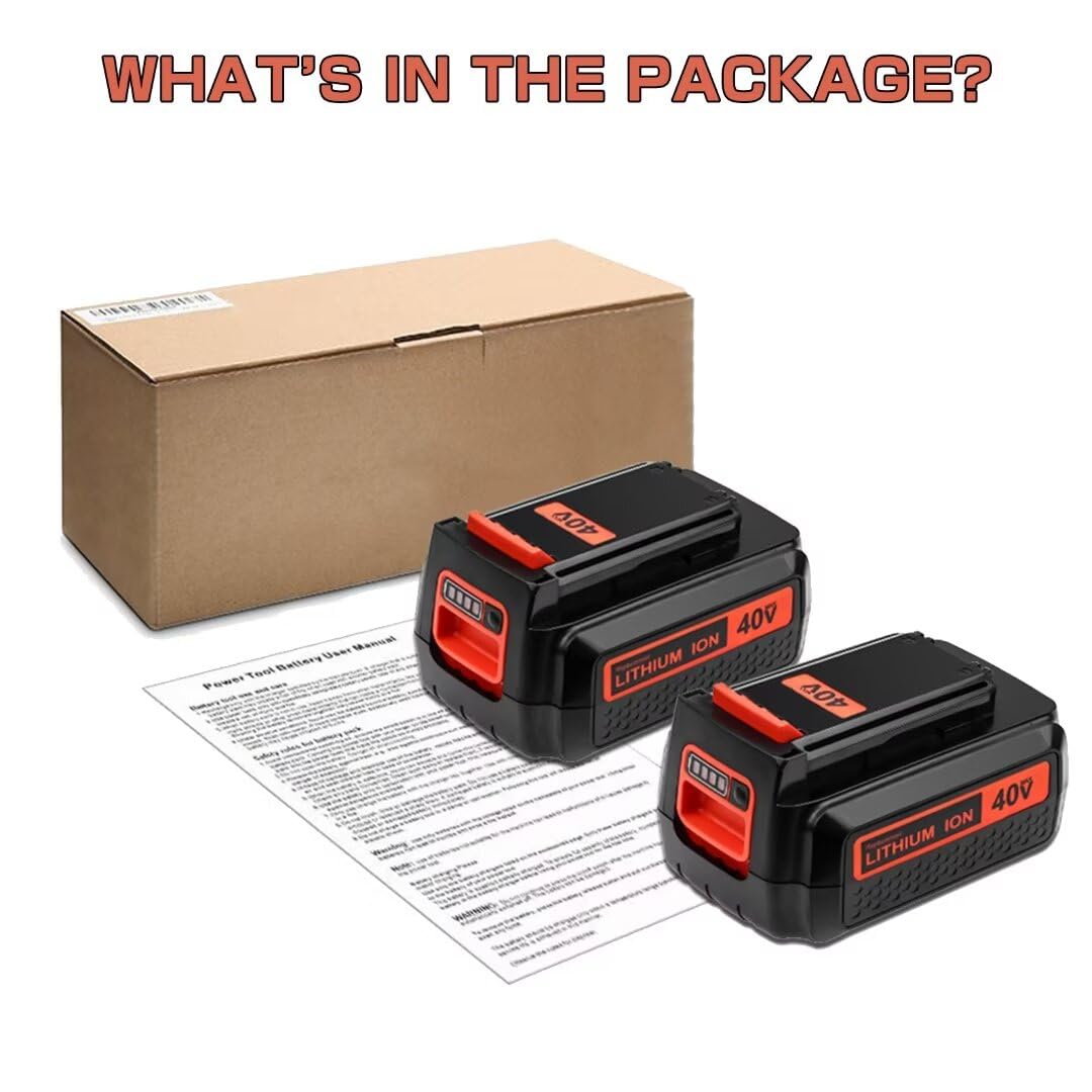 2Pack 40 Volt MAX 3.0Ah Lithium ion Replacement Battery Compatible with Black and Decker 40V Battery LBX2040 LBXR36 LBXR2036 LST540 LCS1240 LBX1540 LST136W 40V Cordless Power Tools Battery (Orange)