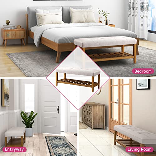 ACME Furniture Charla Bench, Light Gray & Oak, One Size