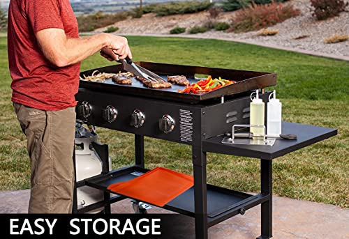 36" Griddle Silicone Protective Mat for Blackstone, Protective Cover Mats with Tong for Blackstone 36in Griddle Top Covers for Blackstone Protector Indoor Outdoor-Orange(Not for 36'' Cabinet Griddle)