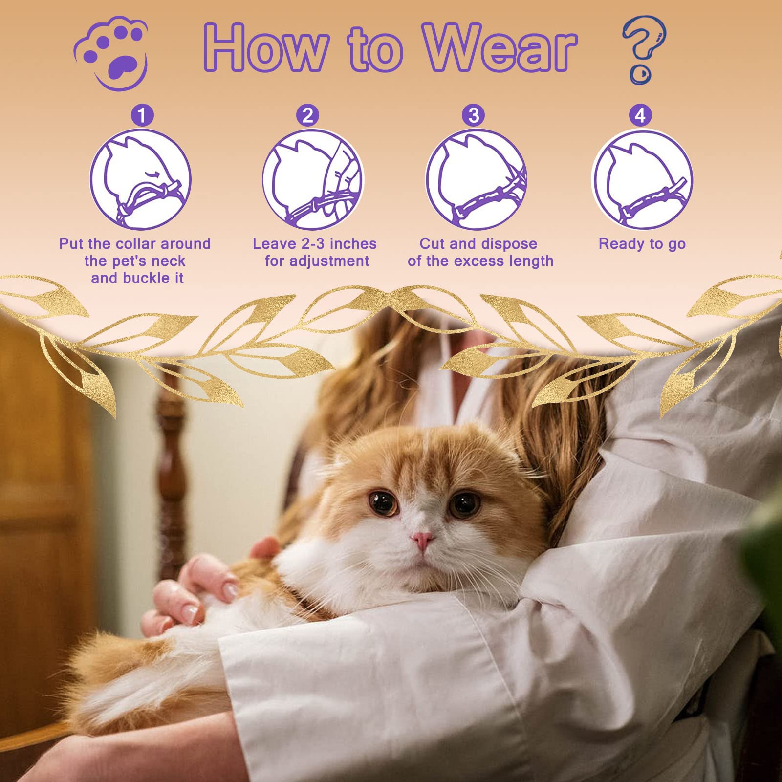 2 Pack Cat Calming Collar for Cats Pheromone Collar Efficient Relieve Reduce Anxiety Stress Pheromones, Calm Relaxing Comfortable Collars, Adjustable Breakaway Design (Purple)