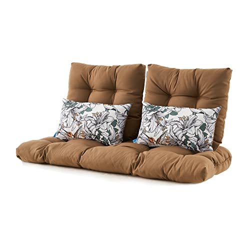 ARTPLAN Outdoor Cushions Loveseat All Weather Chair Cushions Bench Cushions Set of 5 Wicker Tufted Pillow for Patio Furniture