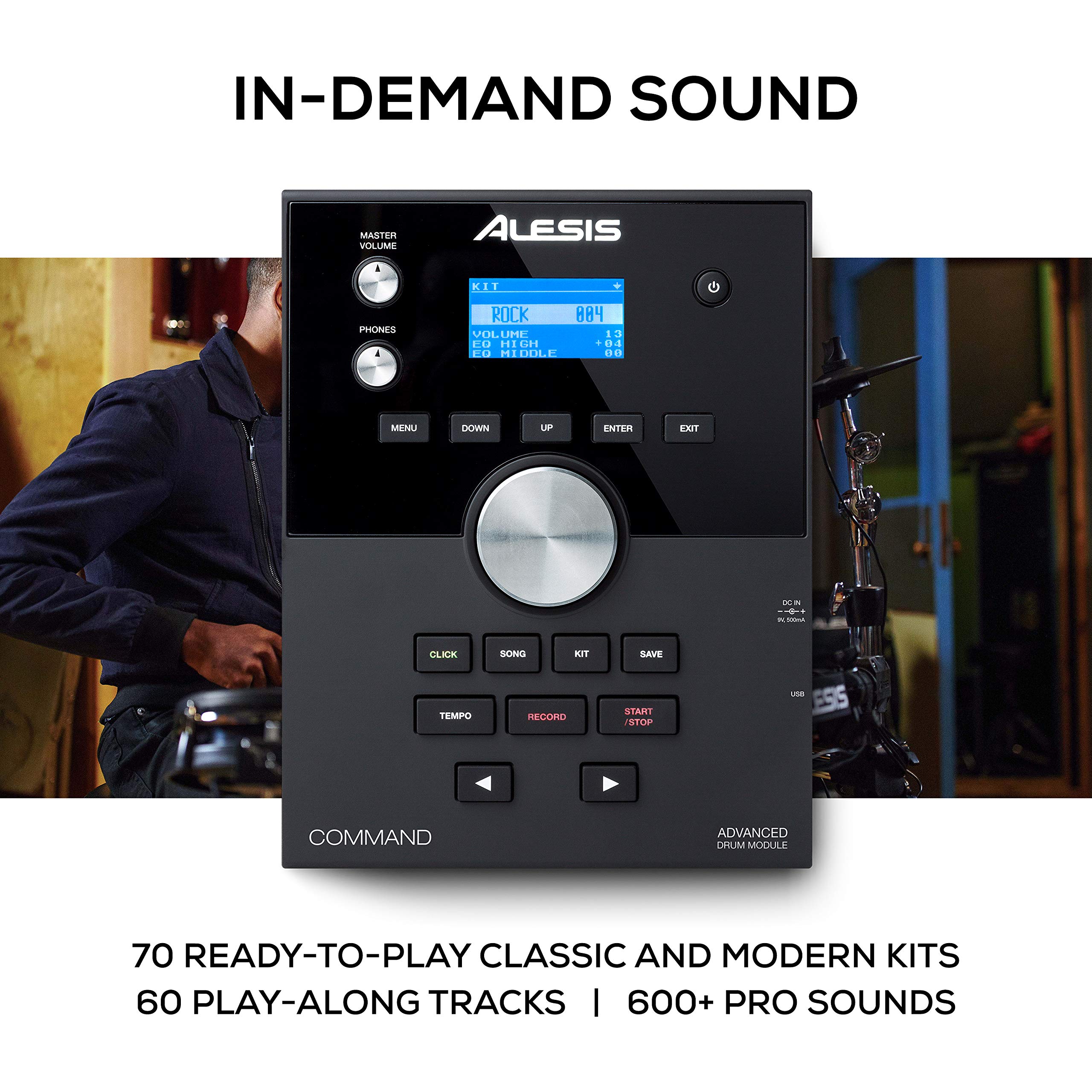 Alesis Drums Command Mesh Kit Bundle – Electric Drum Set With an Eight-Piece Mesh Electronic Drum Kit, Drum Throne, Headphones and Drum Sticks
