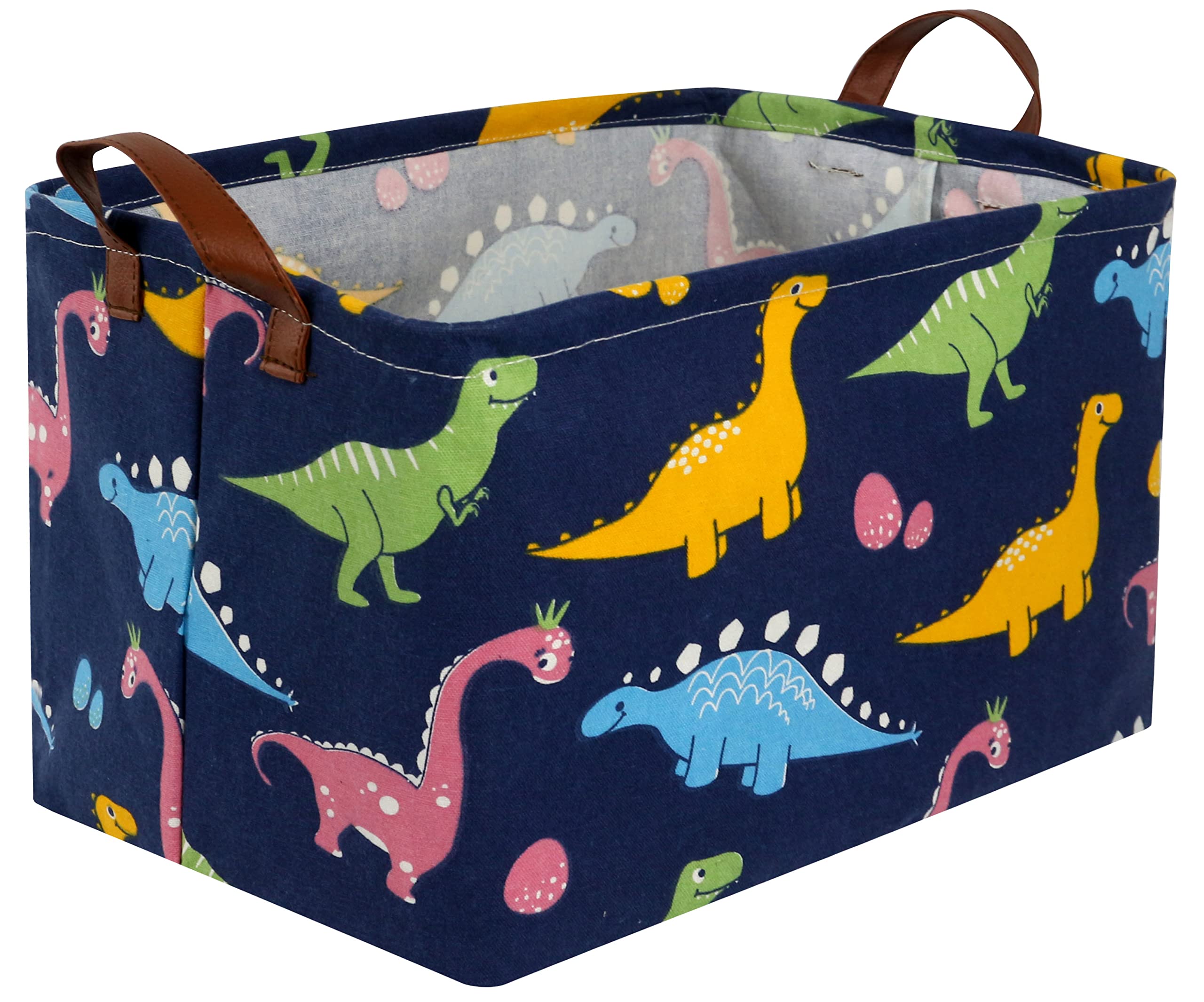 Essme Dinosaur Basket,Dinosaur Storage Baskets for Boys, Dinosaur Baskets for Boys Toy Bin with Handle Dinosaur Baskets for Dinosaur Room Decor, Clothes,Books.(Navy Blue dinosaurs)