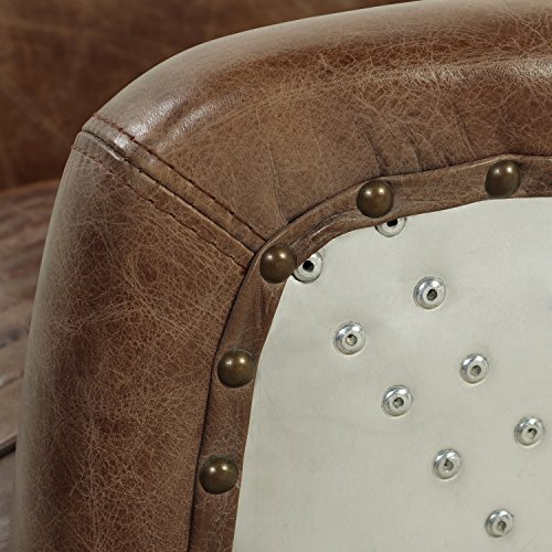 ACME FURNITURE Brancaster Retro Brown Top Grain Leather and Aluminum Loveseat