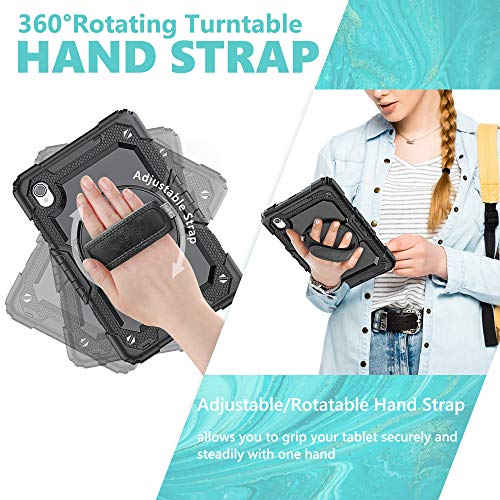 Herize Case for Lenovo Tab M8 HD TB-8505F TB-8505X / Smart Tab M8 TB-8505FS/ Tab M8 FHD TB-8705F with Pen Holder Screen Protector | Three Layer Sturdy Rubber Case W/Stand Hand Strap Shoulder Strap