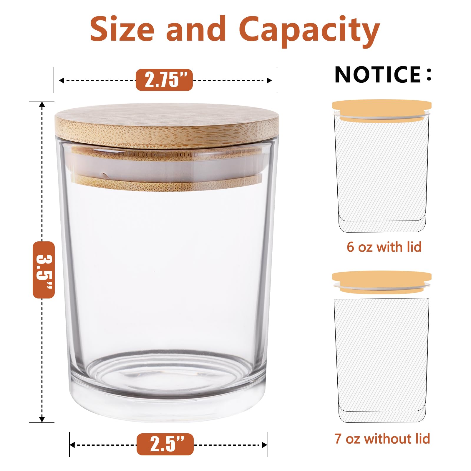 15 Packs 7oz Candle Jars for Making Candles,Thick Glass Candle Jars with Bamboo Lid,Candle Making Kits Empty Candle Jars Bulk Candle Vessels Candle Containers with Lids Candle Tin-Reusable.(Clear…