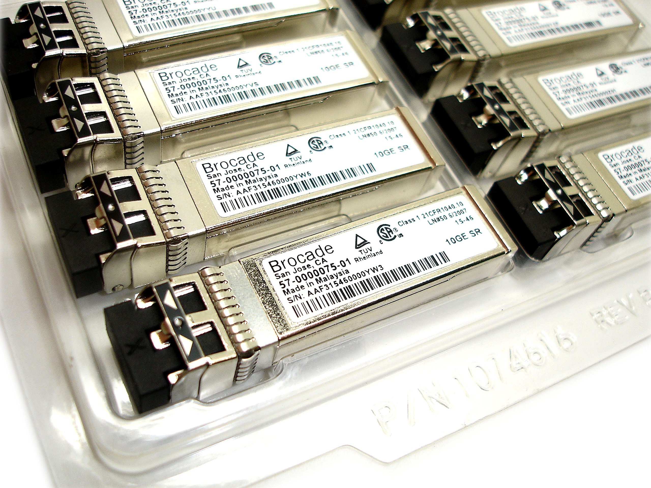 Brocade SFP+ 10G SR 850nm 300m Fiber Optic Transceiver 57-0000075-01 - Lots of 8