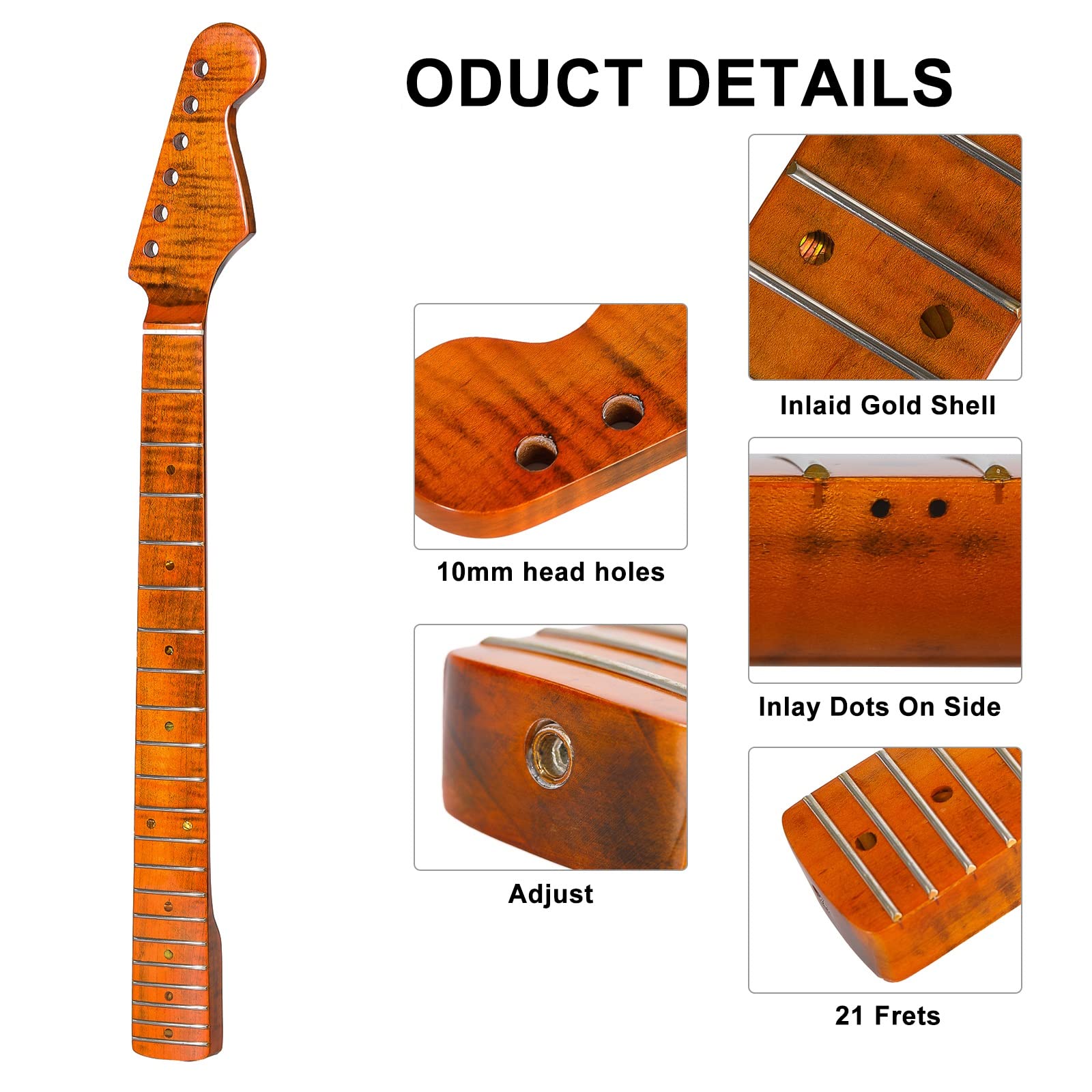 21 Fret Guitar Neck Maple Fretboard Guitar Neck for ST Style Guitar DIY Parts Replacement
