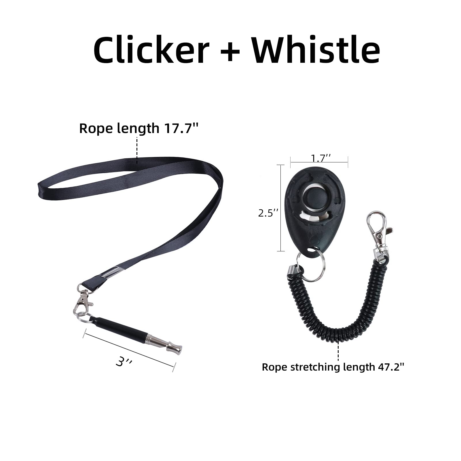 2 Pack Dog Whistle,Pet Training Clicker | Training Behaviour Aids Accessories for Dog | Barking Control Device, Long Range Adjustable Frequency (Black)