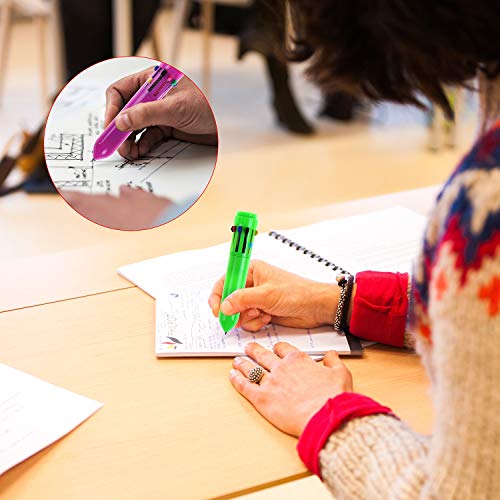 30 Packs Neon 10-in-1 Mini Shuttle Pens Plastic Retractable Ballpoint PensĀ for Kids Students Gift Office School Supplies,6 Colors