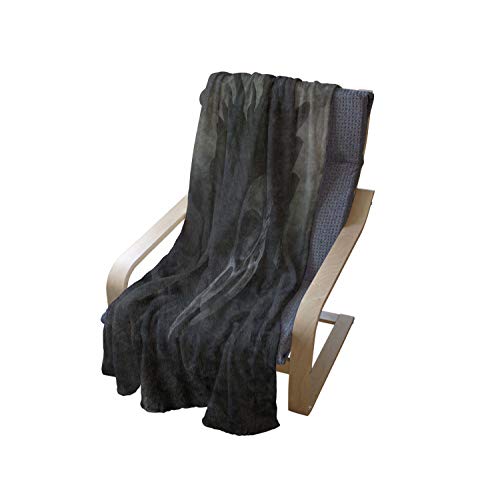Lunarable Gothic Throw Blanket, Crow Wings Haunting ISM Dark Shadowy Occult Art Print, Flannel Fleece Accent Piece Soft Couch Cover for Adults, 70" x 90", Jade Green