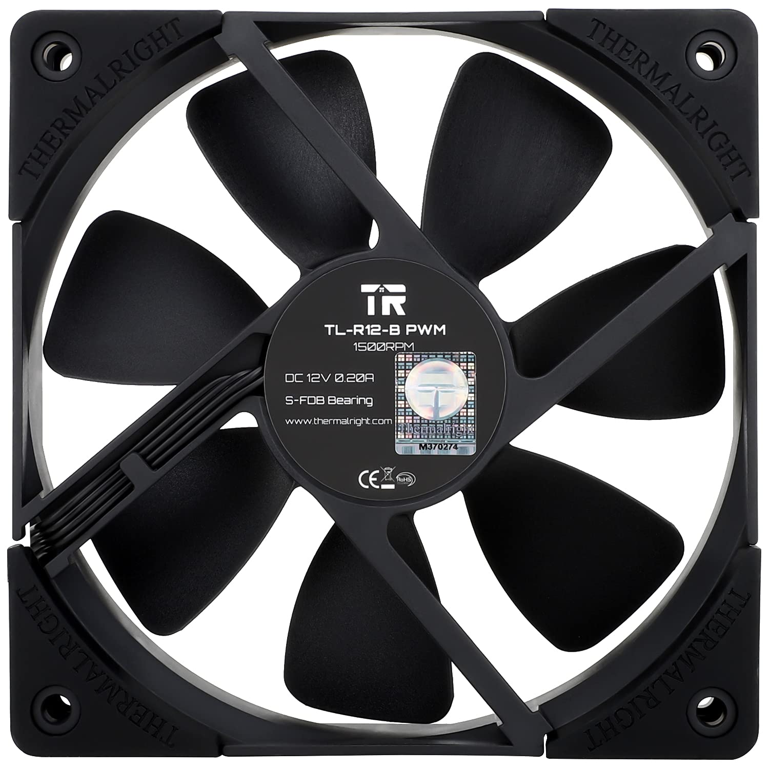 Thermalright TL-R12B 120mm Black CPU Fan, 4-PIN PWM Control, 1500RPM, Balance Performance Case Fan, Low Noise Computer CPU Fan Cooler