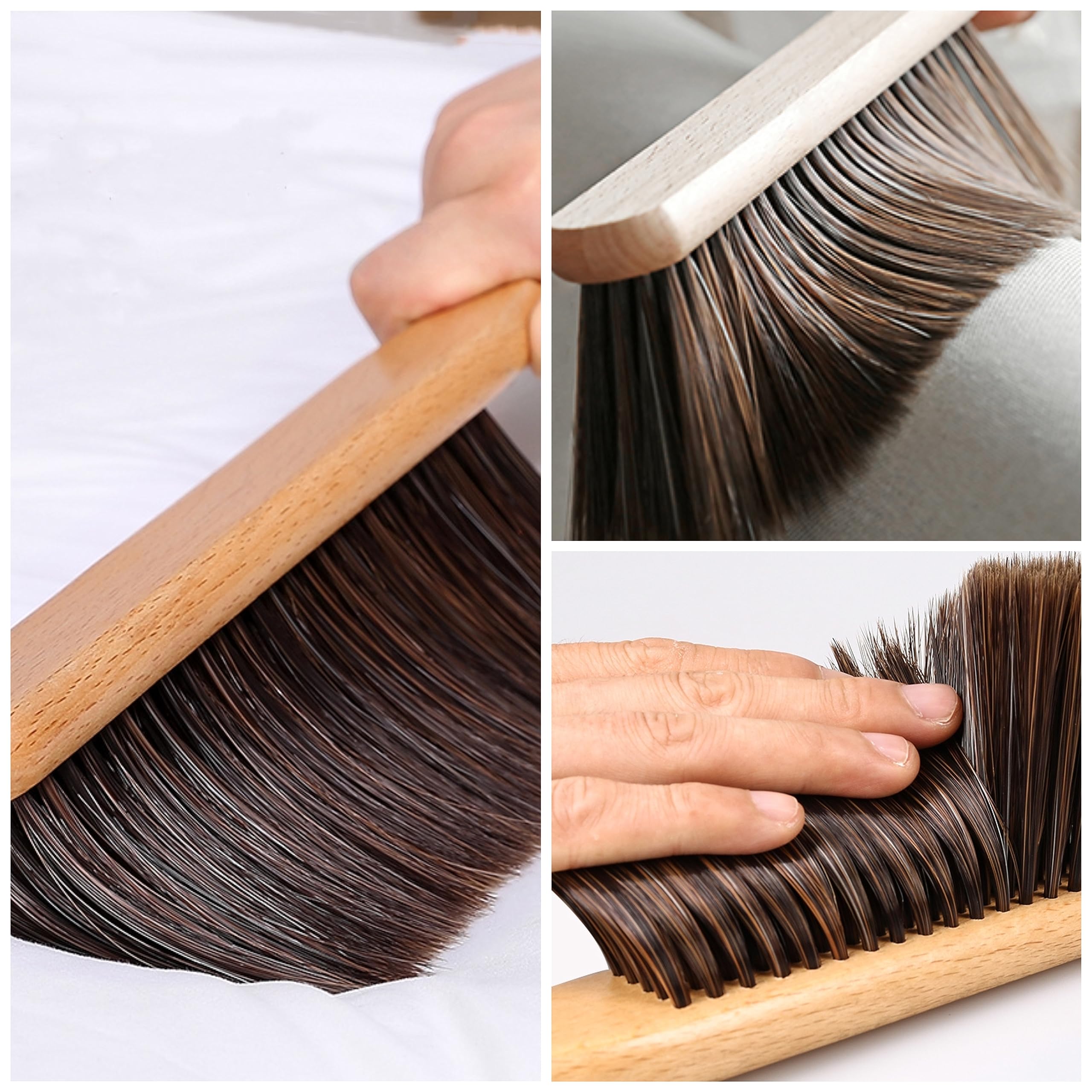 15"(Very Soft) Big Hand Broom for dust Debris on House Item/Work/Outdoor/Car Interior/Shop/Crafts/Tent/Camp/Bench Brush Hand Whisk Broom on Multi-Surfaces(Leather&Fabric),Hook,unshedding