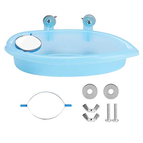 Bird Bathing Box, Blue Pet Parakeet Bird Bath Bird Bath Cage with Mirror Bird Bathtub Bird Cage Accessories for Small Birds Budgies Lovebirds Canary