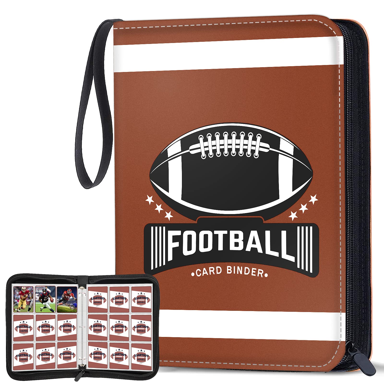 720 Pockets with Trading Card Binder Baseball Card Binder Sleeves, Football Cards Album Cards Holder Protectors Set Fit for, MTG, Sports, Game, Standard Cards Holder(Rugby Football)