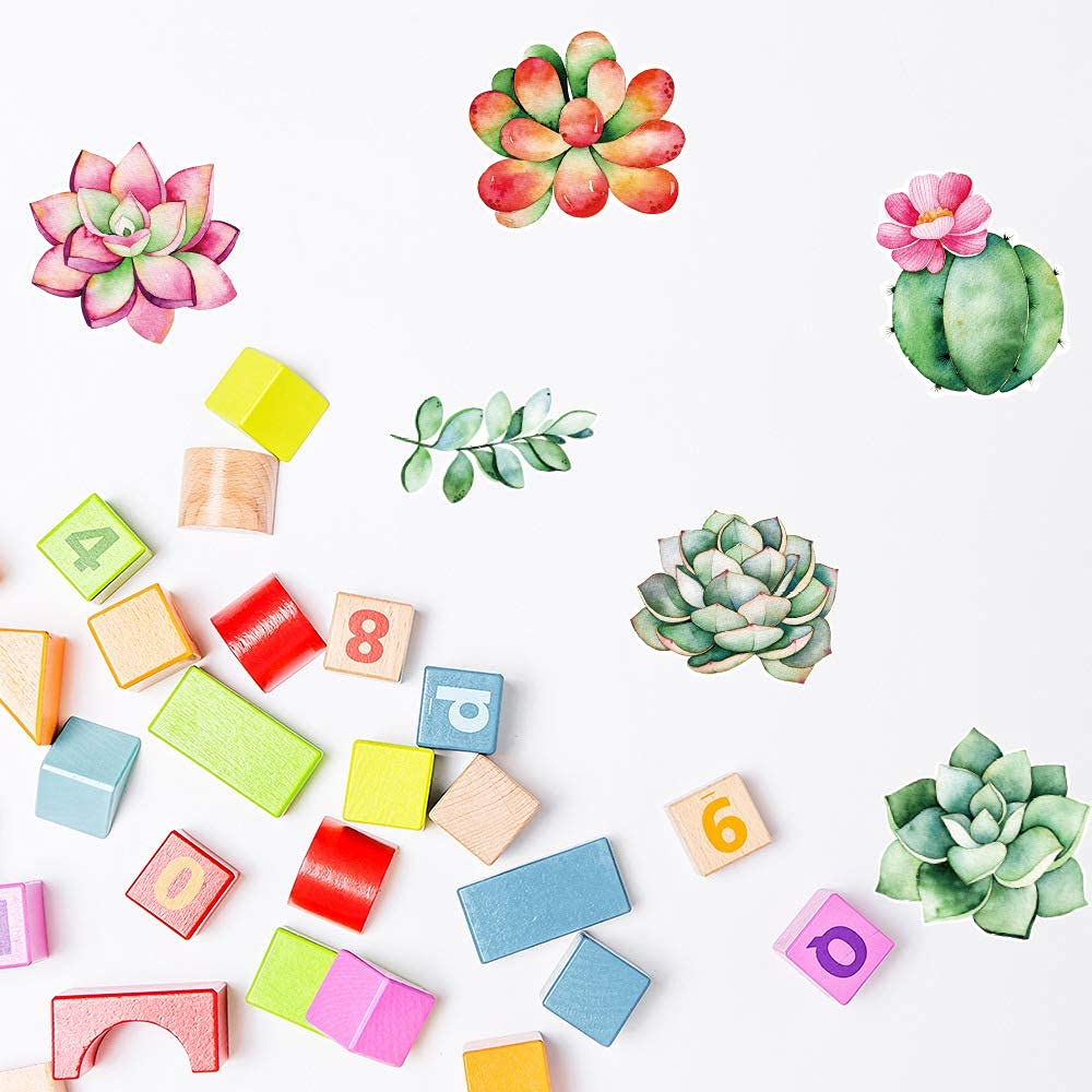 CozyDecor 36 Pcs Succulent Decals for Wall, Succulents Classroom Decorations for Teachers Bulletin Board,Succulent Theme Classroom Decor A655