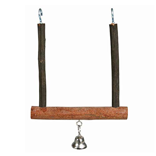 dxS8hhuo Wood Pet Bird Parrot Bell Cage Hanging Swing Stand Grinding Paw Play Chew Toy - Wood Color