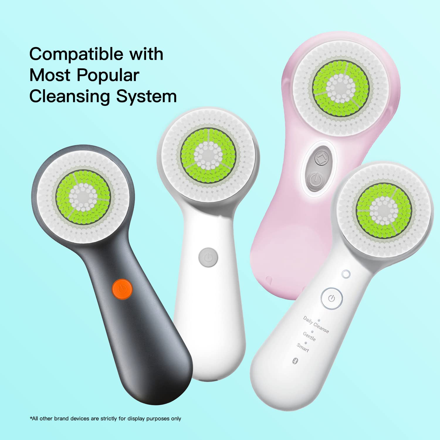 Brushmo Brush Head Replacements Compatible with Clarisonic Mia 1, Mia 2, Mia Fit, Alpha Fit, Smart Profile Uplift and Alpha Fit, Acne Cleansing Facial 4 Pack (Acne Cleansing)