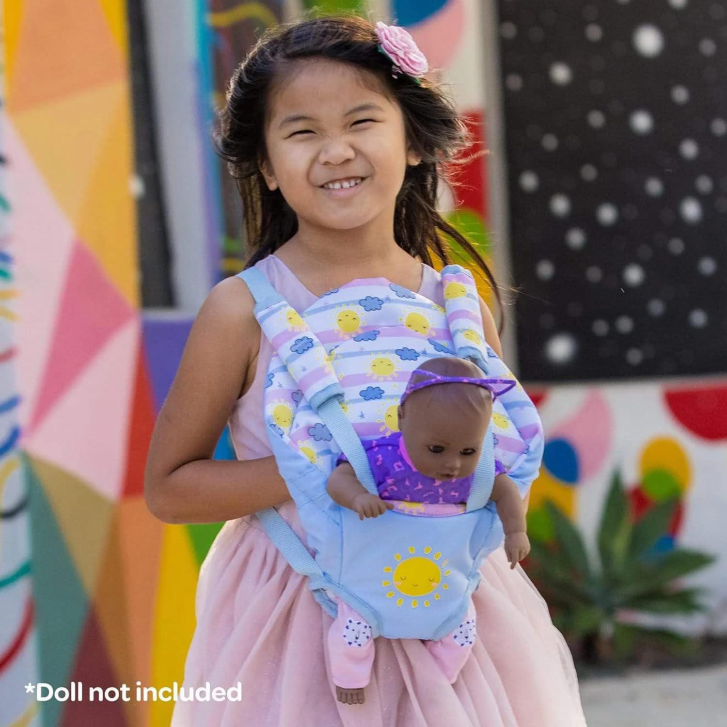 ADORA Baby Doll Carrier with Color-Changing Design, Adjustable Strap and Machine Washable Material, Fits Dolls & Stuffed Animals Up to 20 inches, Birthday Gift for Ages 2+ - Sunny Days