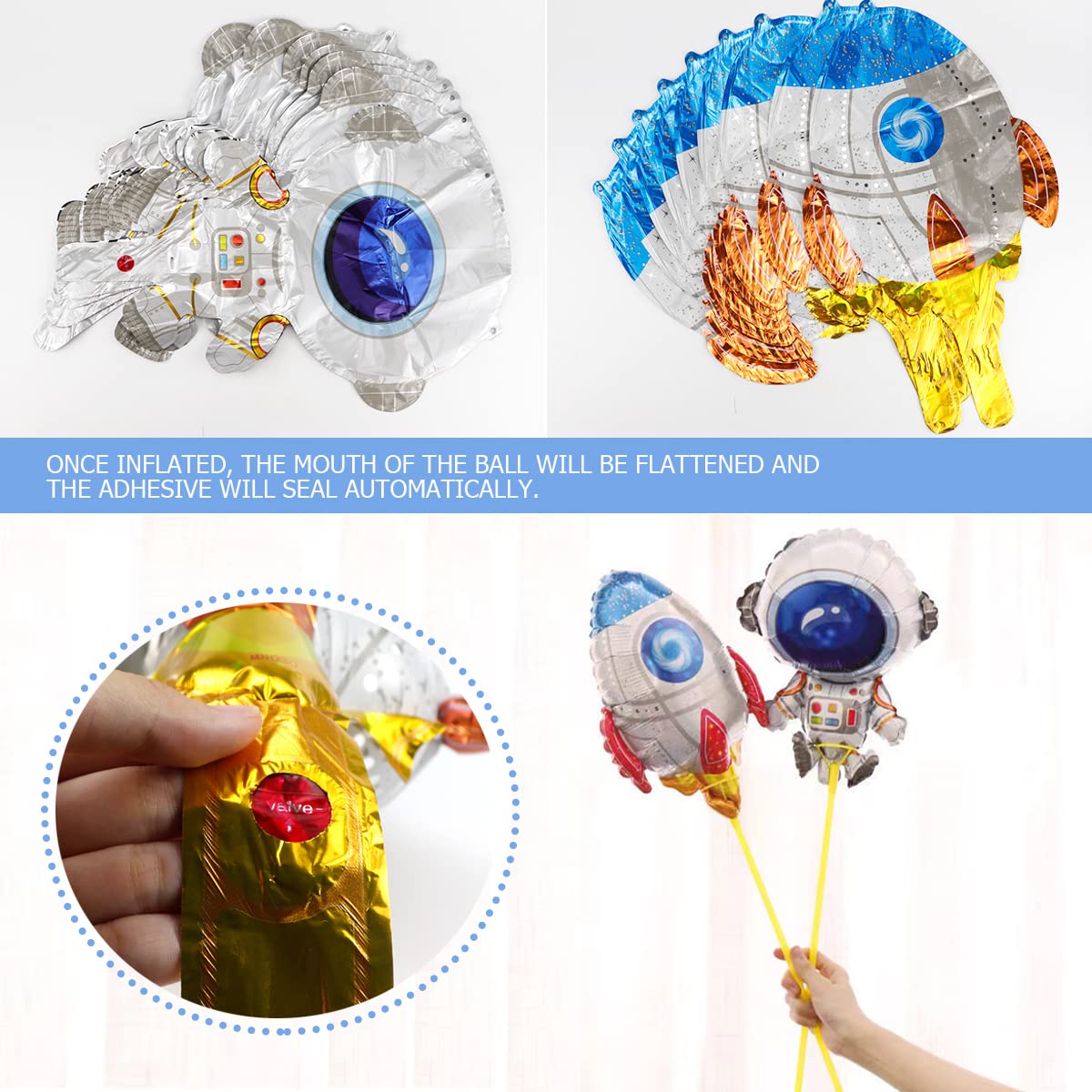 20Pcs Astronaut Aluminum Foil Balloons Outer Space Balloons Decoration for Outer Space Theme Party Kids Birthday Party Supplies Baby Shower