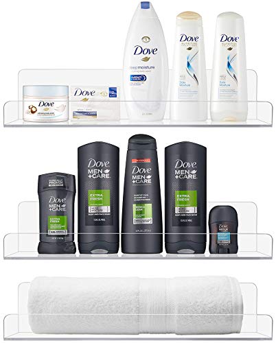 Sorbus Acrylic Wall Ledge Floating Shelf Rack Organizer, Invisible Display Style, for Books, Figurine, Picture Frame Storage, Wall Mounted Shelves for Home, Bathroom, Nail Salon, Spa (15 x 4.3 x 3'')