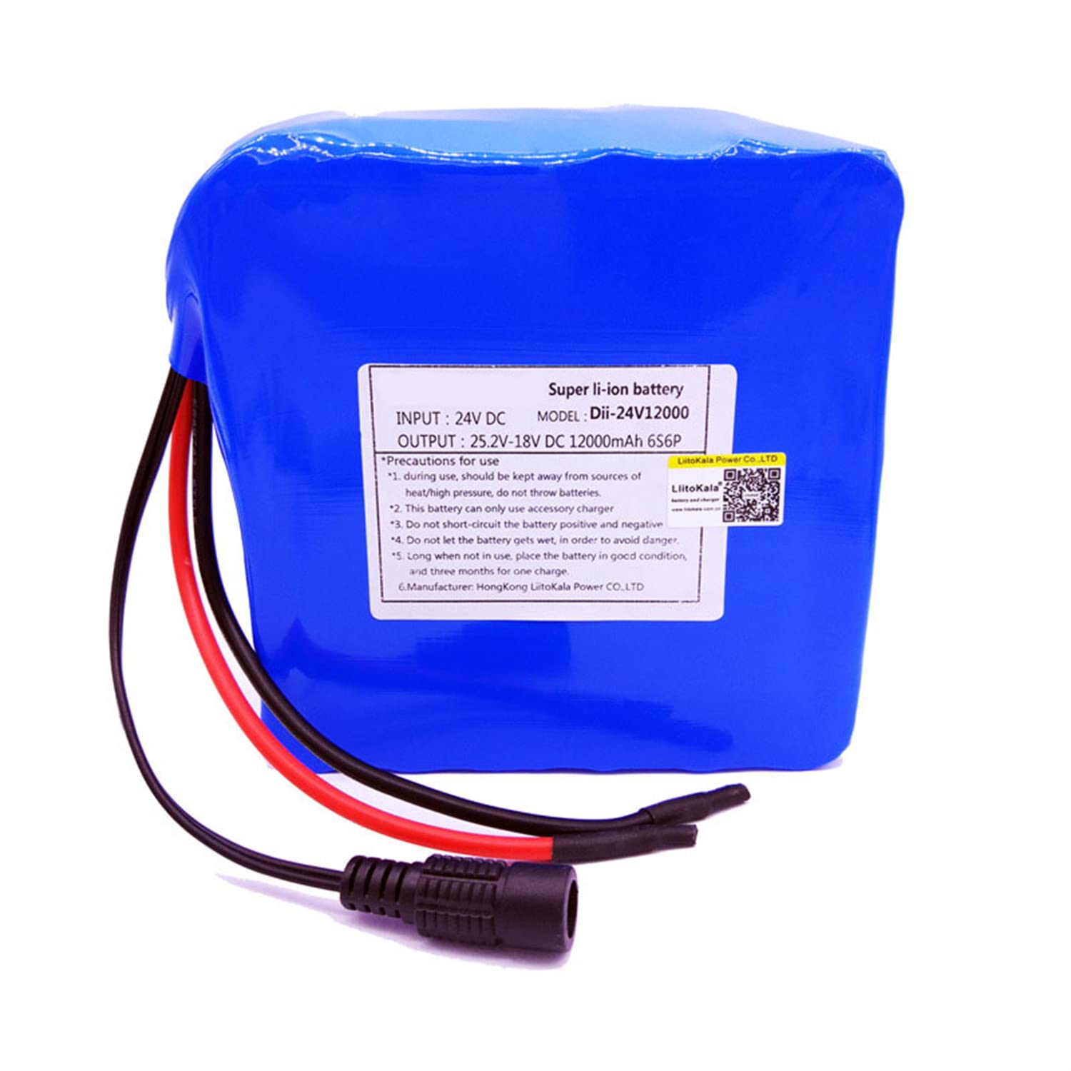 24V 12AH Li-Ion Battery Pack,Built-in BMS, 6S 6P Waterproof PVC Battery Pack, for Wheelchair Motor Kit