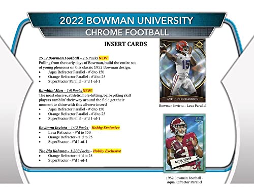 2022 Bowman Chrome University Football Hobby Box (24 Packs/4 Cards: 2 Autos)