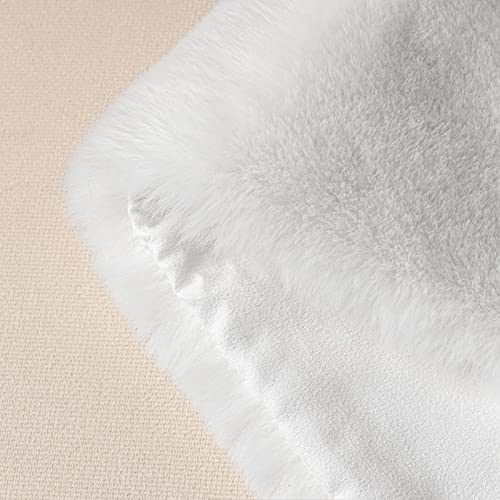 Ashler Faux Rabbit Fur Area Rug White(2 X 6 ft)& Throw Pillow Covers White 18 X 18 inches